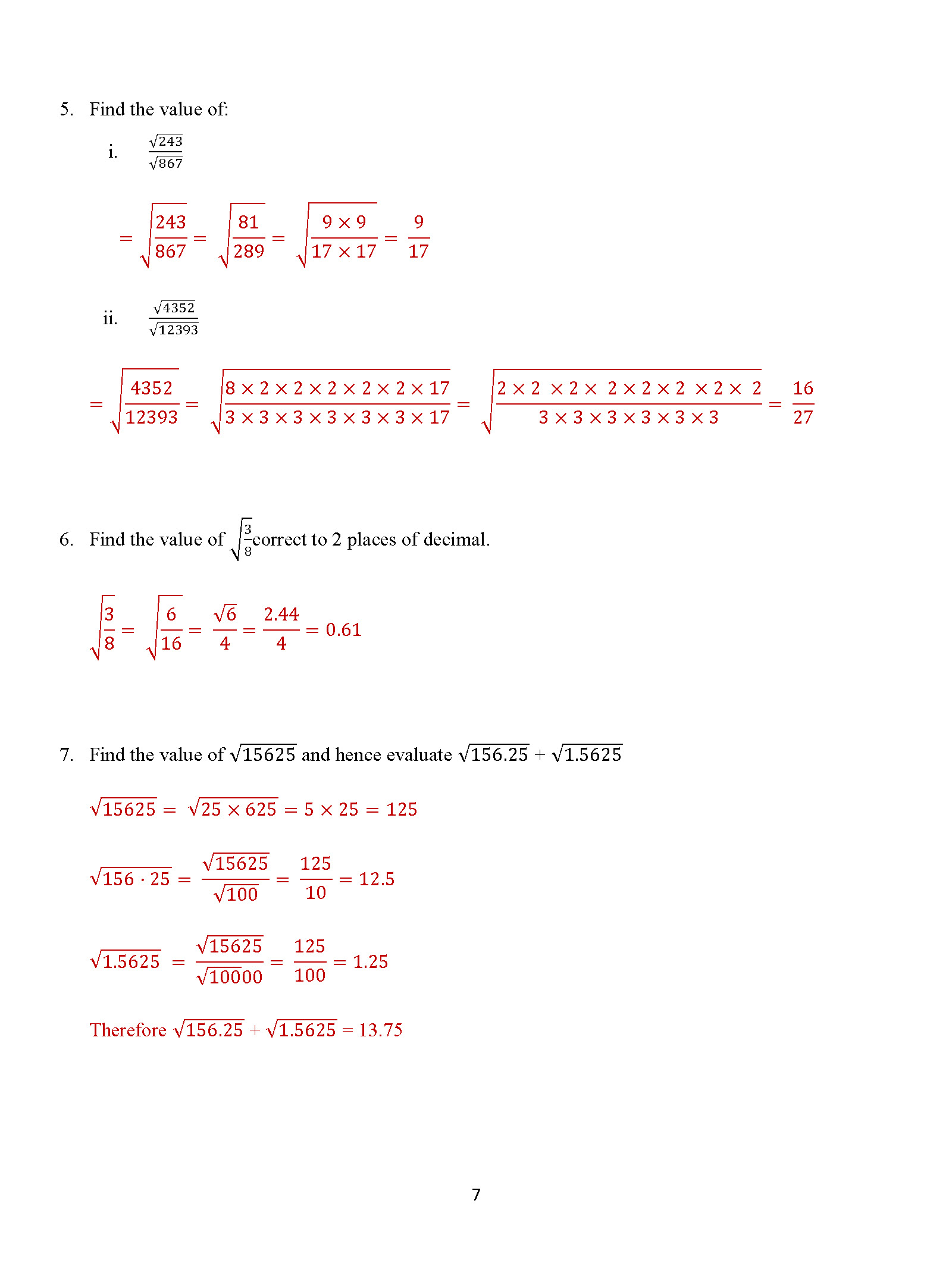 Class 8 Chapter 7 – Square Roots – Exercise 7B Page 7 – ICSE / ISC ...